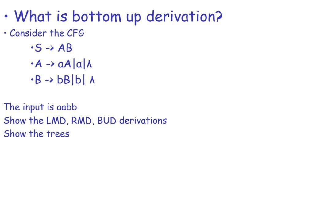 Solved What is bottom up derivation?Consider the | Chegg.com