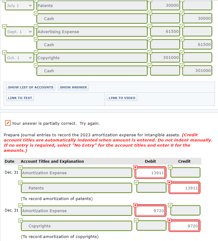 Solved Problem 9-05A a-c The intangible assets section of | Chegg.com