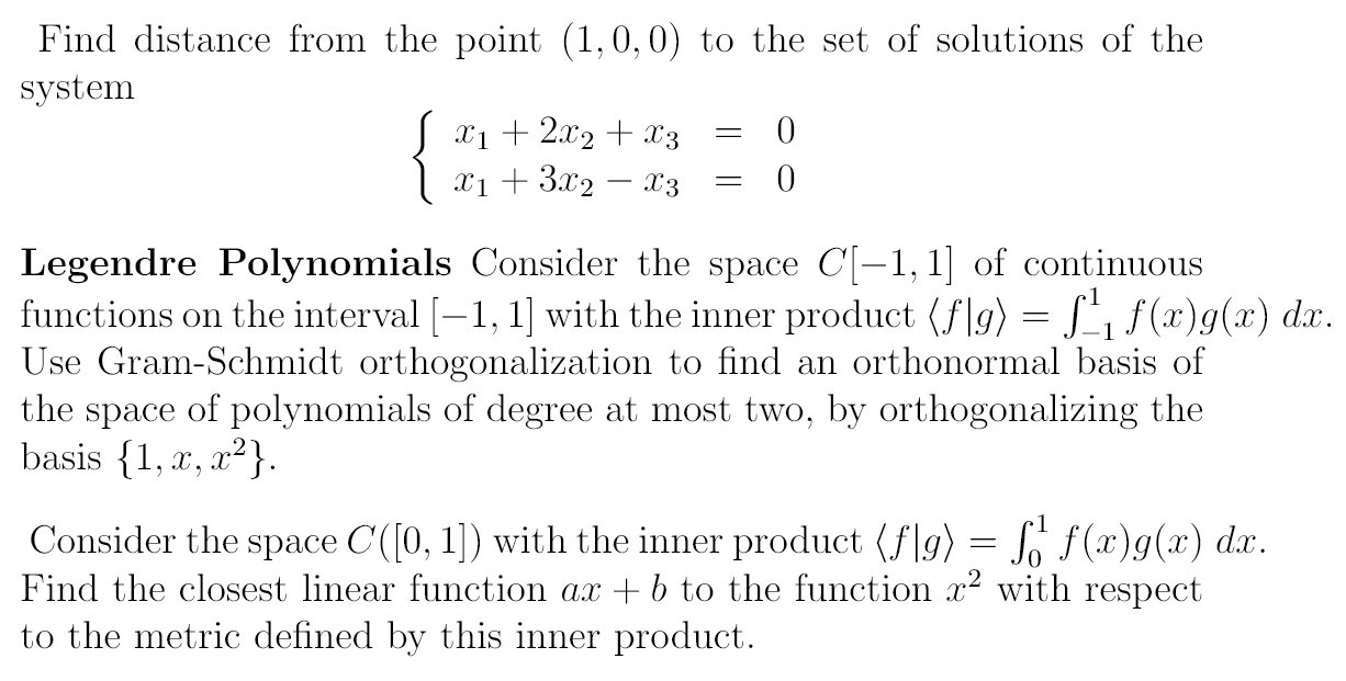 Solved Find distance from the point (1,0,0) to the set of | Chegg.com