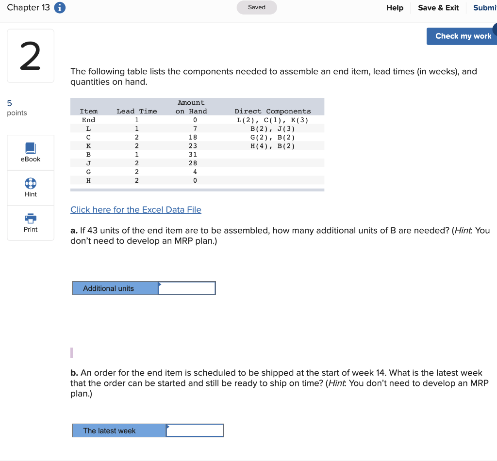 Solved Chapter 13 Saved Help Save & Exit Submi Check my work | Chegg.com