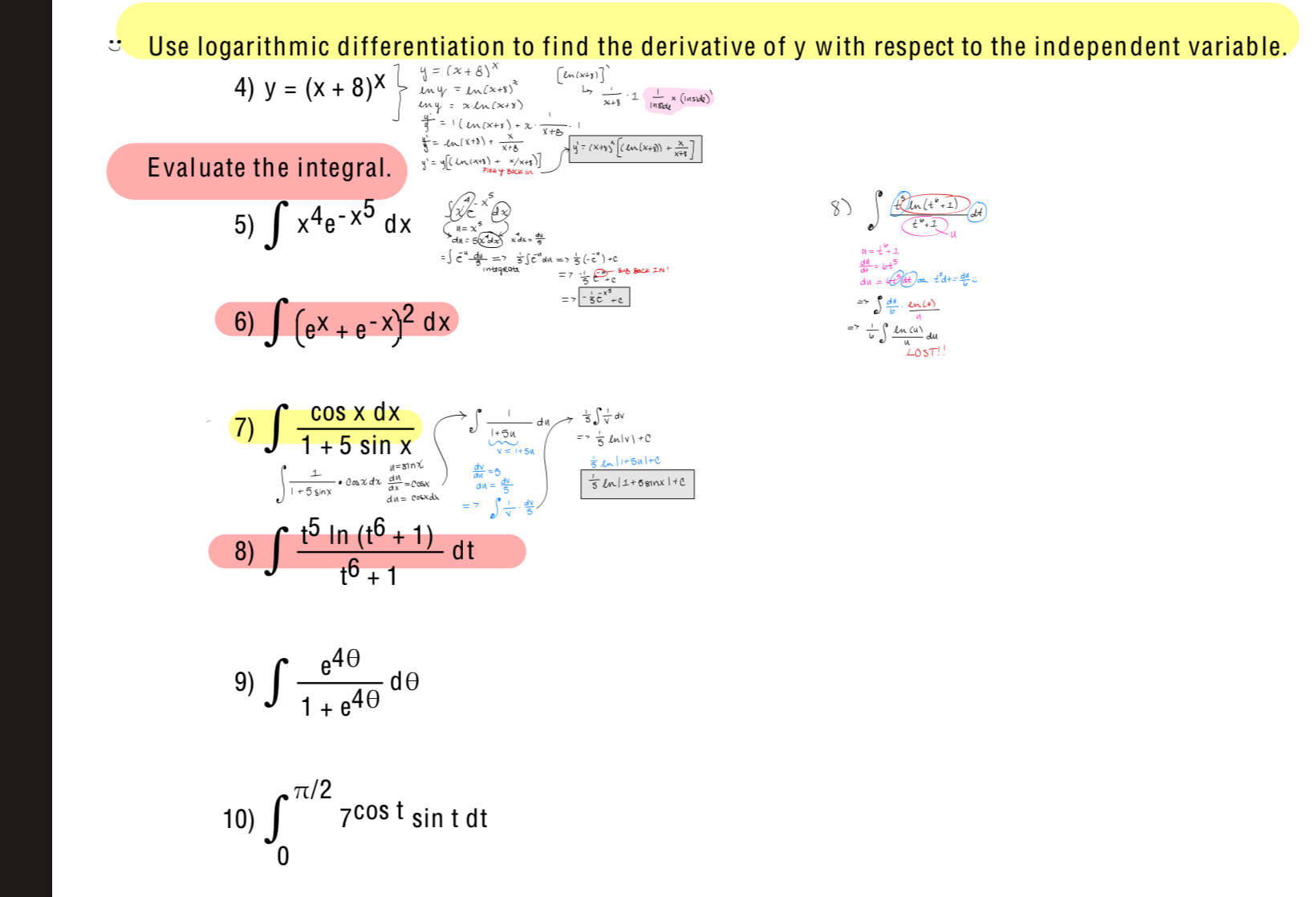I NEED SEVERE HELP ON THESE INTEGRAL PROBLEMS ! ﻿CAN | Chegg.com