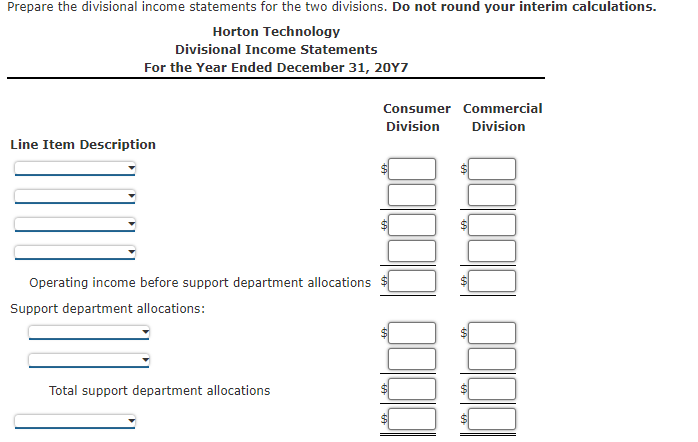 Solved Divisional income statements with support department | Chegg.com