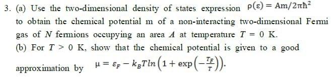 Solved 3. (a) Use the two-dimensional density of states | Chegg.com