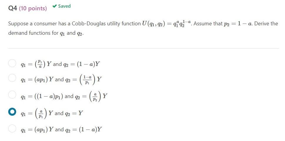 Solved Suppose a consumer has a Cobb-Douglas utility | Chegg.com