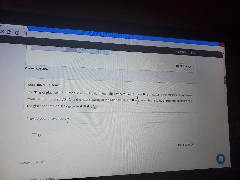 Solved wton X C -2 hours 2/20 FEEDBACK Content attribution | Chegg.com