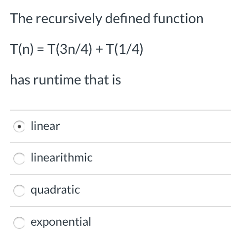 Solved: Find Runtime Of The Recursively Defined Function U... | Chegg.com