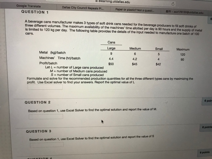 Solved = elearning.utdallas.edu Google Translate Dallas City | Chegg.com