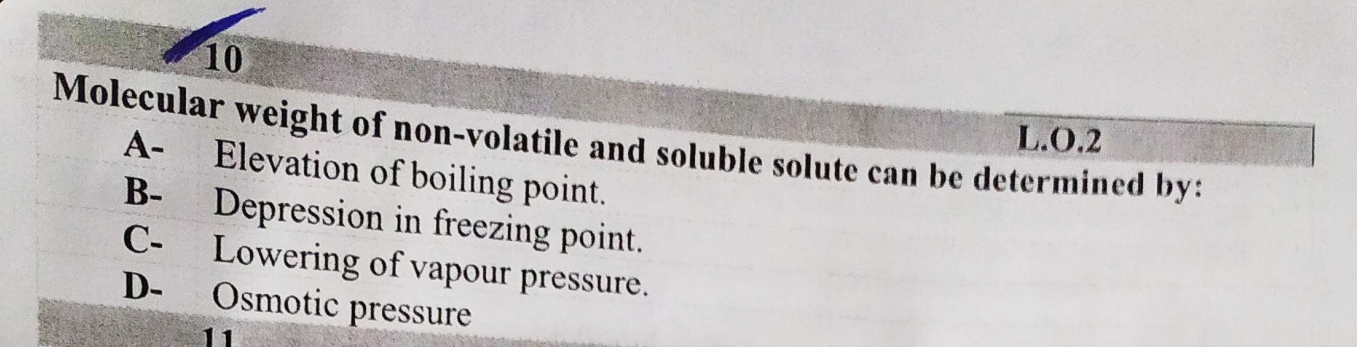 Solved 10 L.0.2 Molecular weight of non-volatile and soluble | Chegg.com