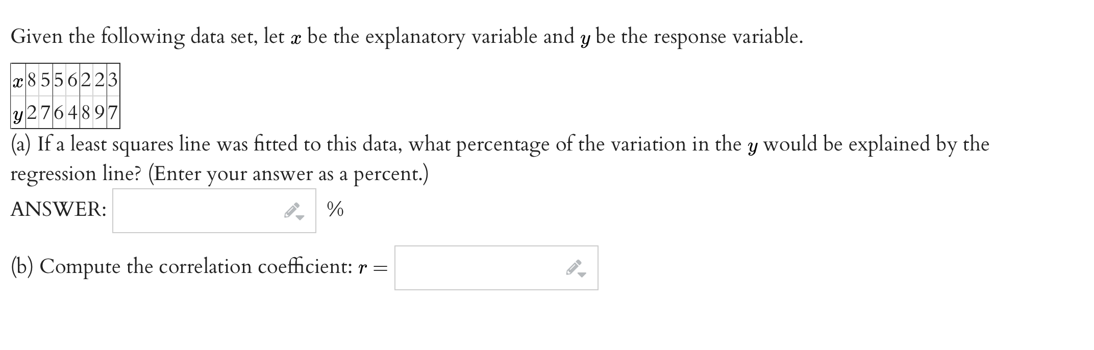 Solved Given the following data set, let & be the | Chegg.com