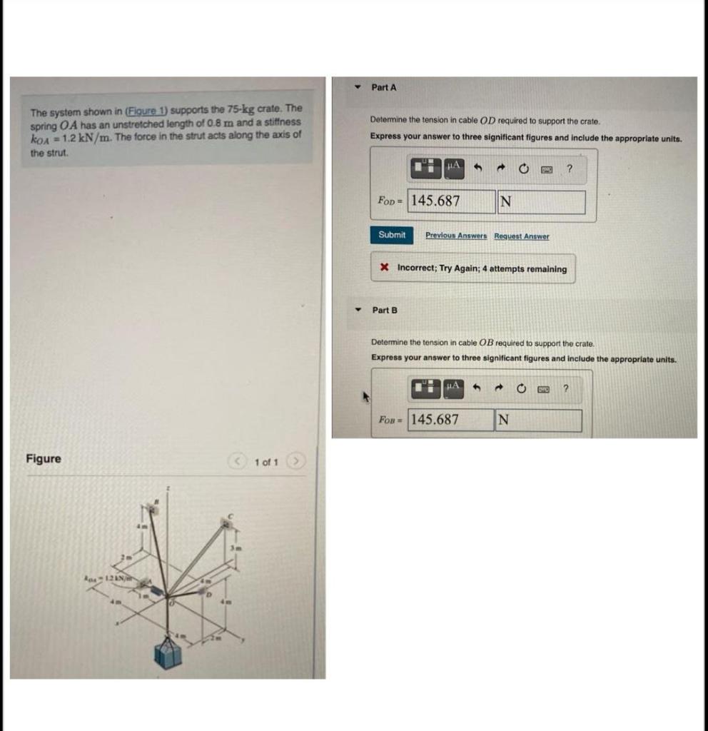 Solved Part A The system shown in (Figure 1) supports the | Chegg.com