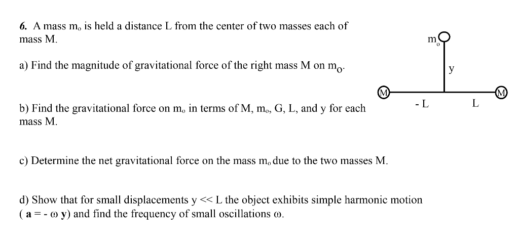 Solved 6. A mass m, is held a distance L from the center of | Chegg.com