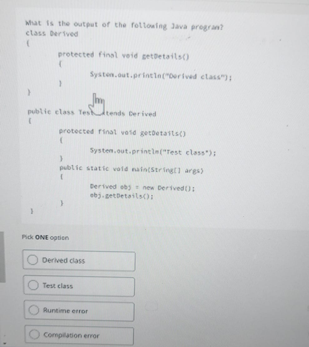 Solved What is the output of the fottoning Java | Chegg.com