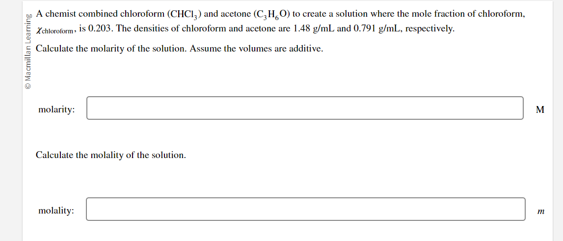 Solved A chemist combined chloroform (CHCl3) and acetone | Chegg.com