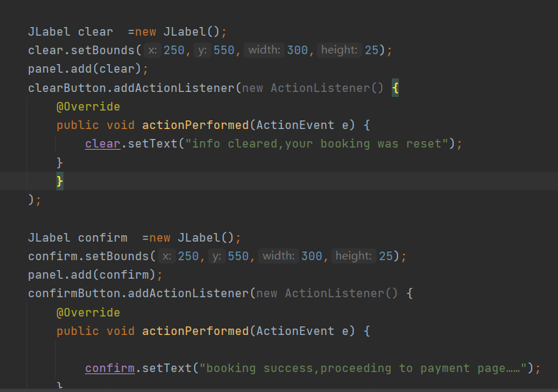 Solved JLabel clear =new JLabel(); clear.setBounds ( x: 250, | Chegg.com