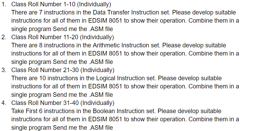 1. Class Roll Number 1-10 (Individually) There are 7 | Chegg.com