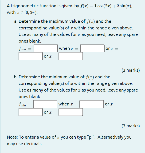 Solved A trigonometric function is given by | Chegg.com