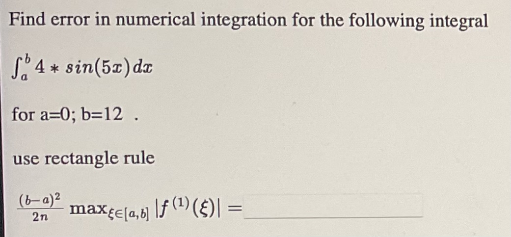 Solved Find error in numerical integration for the following | Chegg.com