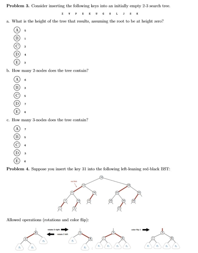 Solved Problem 1. Consider inserting the following key-value | Chegg.com Solved Problem 1. Consider inserting the following key-value | Chegg.com