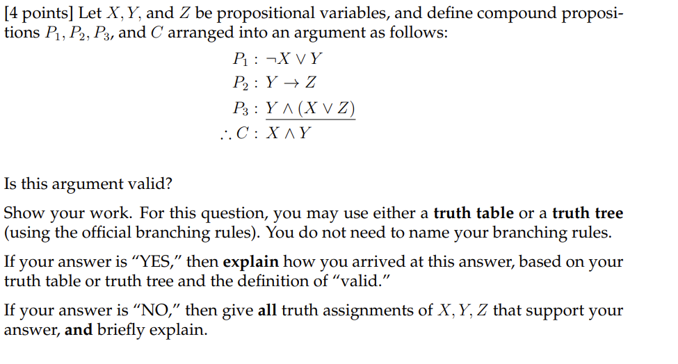 Solved [4 points] Let X, Y, and Z be propositional | Chegg.com