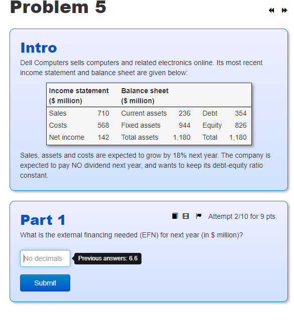 Solved Problem 5 Intro Dell Computers sells computers and | Chegg.com