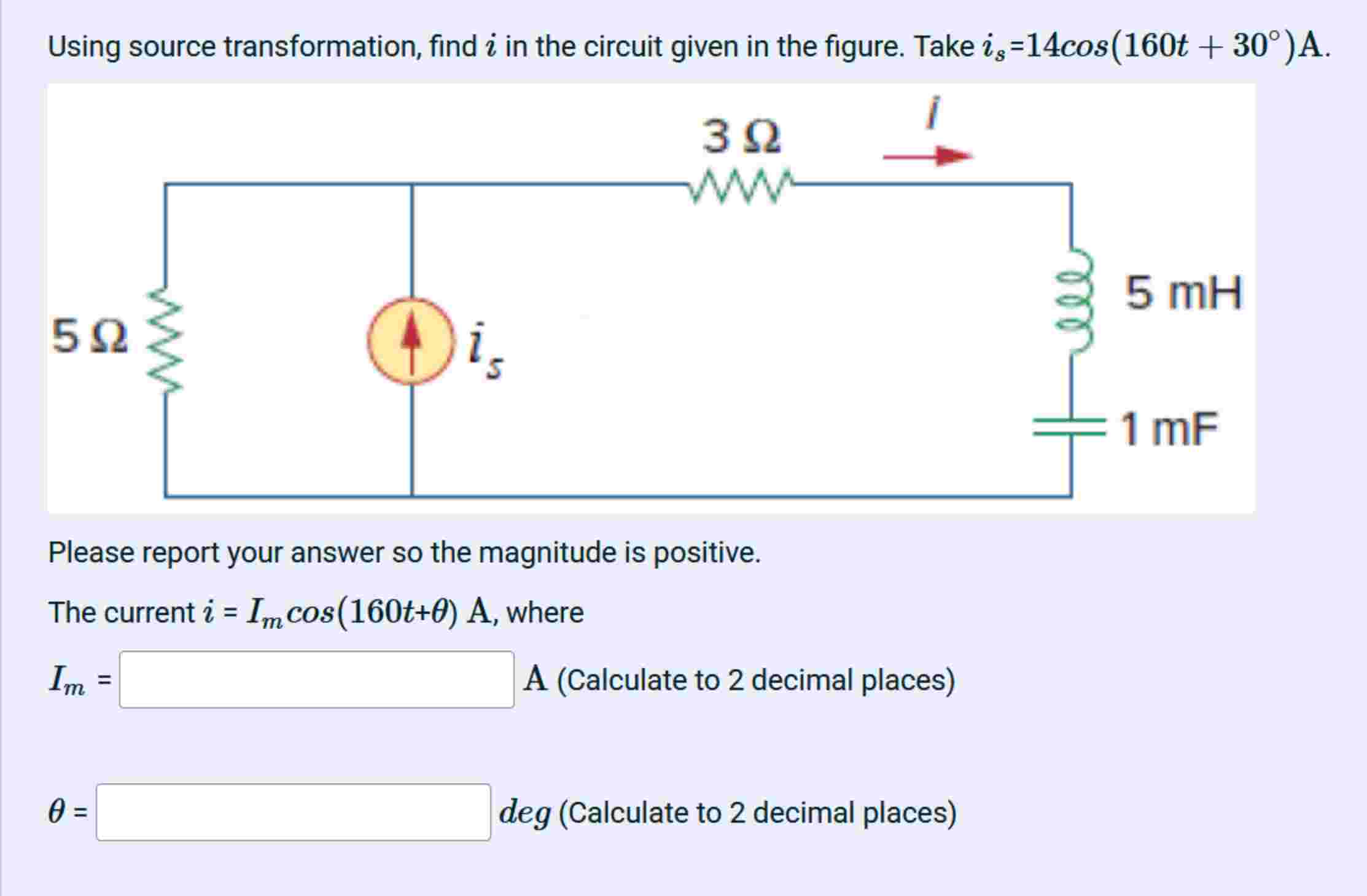 Solved Using source transformation, find i in ﻿the circuit | Chegg.com