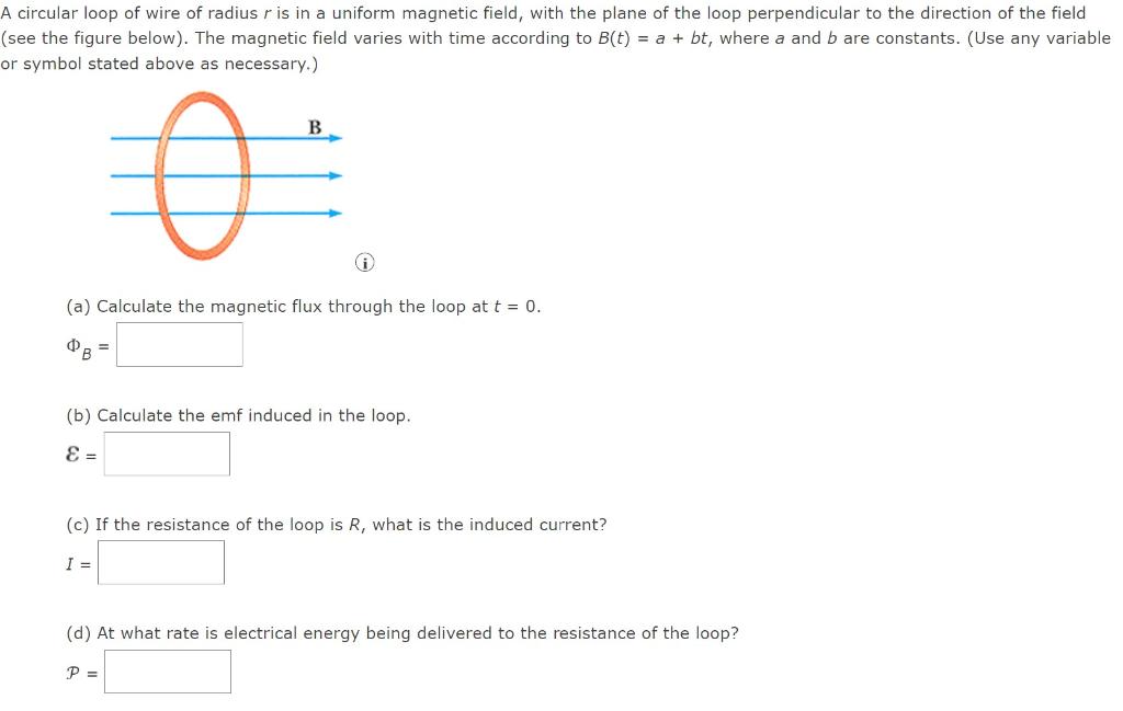 Solved circular loop of wire of radius r is in a uniform | Chegg.com