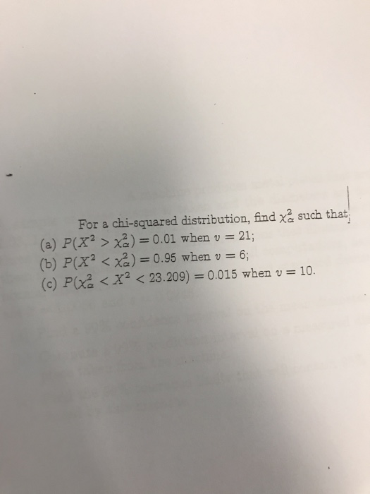 Solved For a chi-squared distribution, find χα such that (a) | Chegg.com