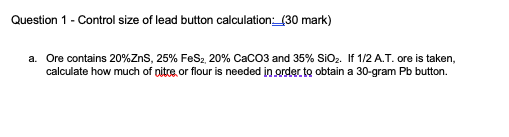Solved Question 1 - Control size of lead button calculation: | Chegg.com