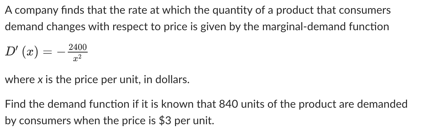 Solved A company finds that the rate at which the quantity | Chegg.com
