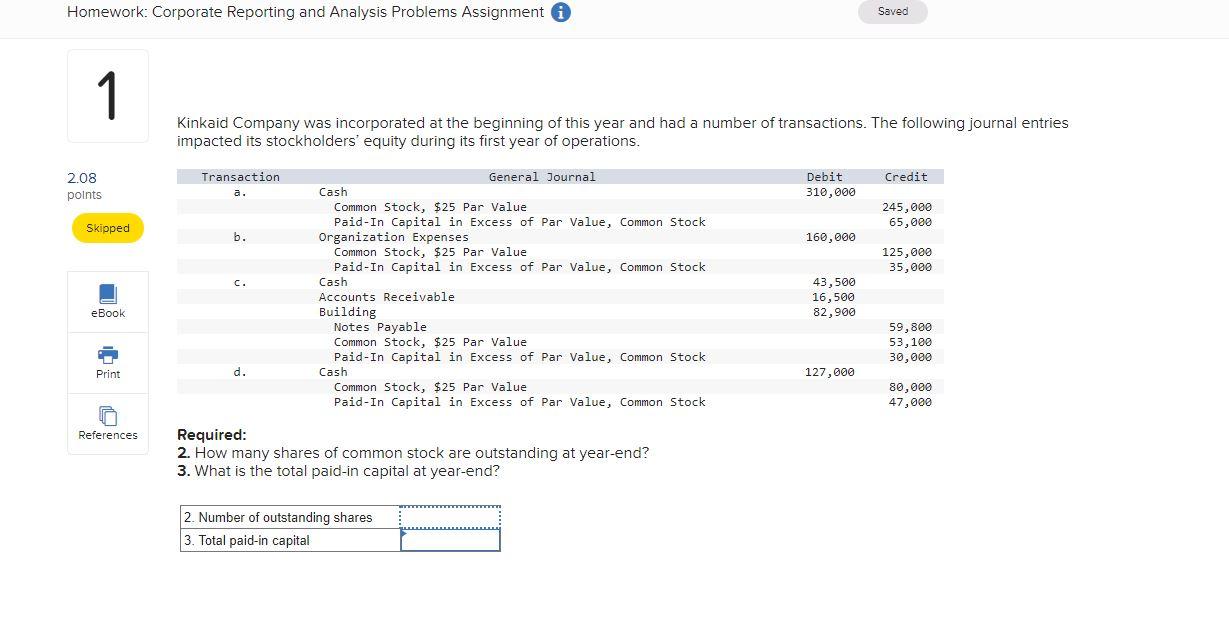 Solved Homework: Corporate Reporting and Analysis Problems | Chegg.com