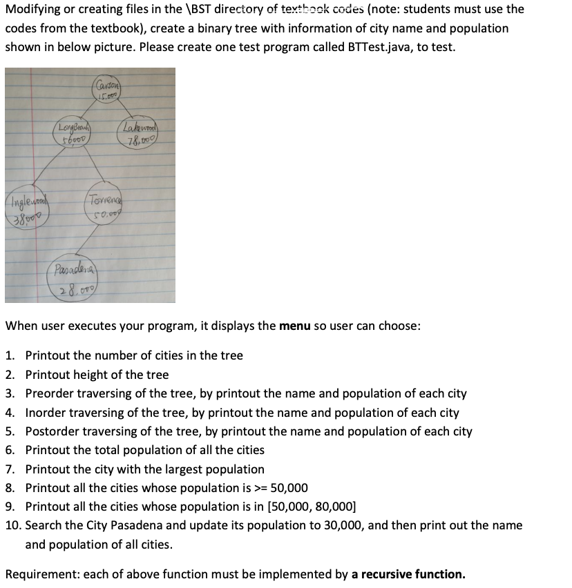 Solved BST.Java import java.lang.Comparable; /** Binary | Chegg.com