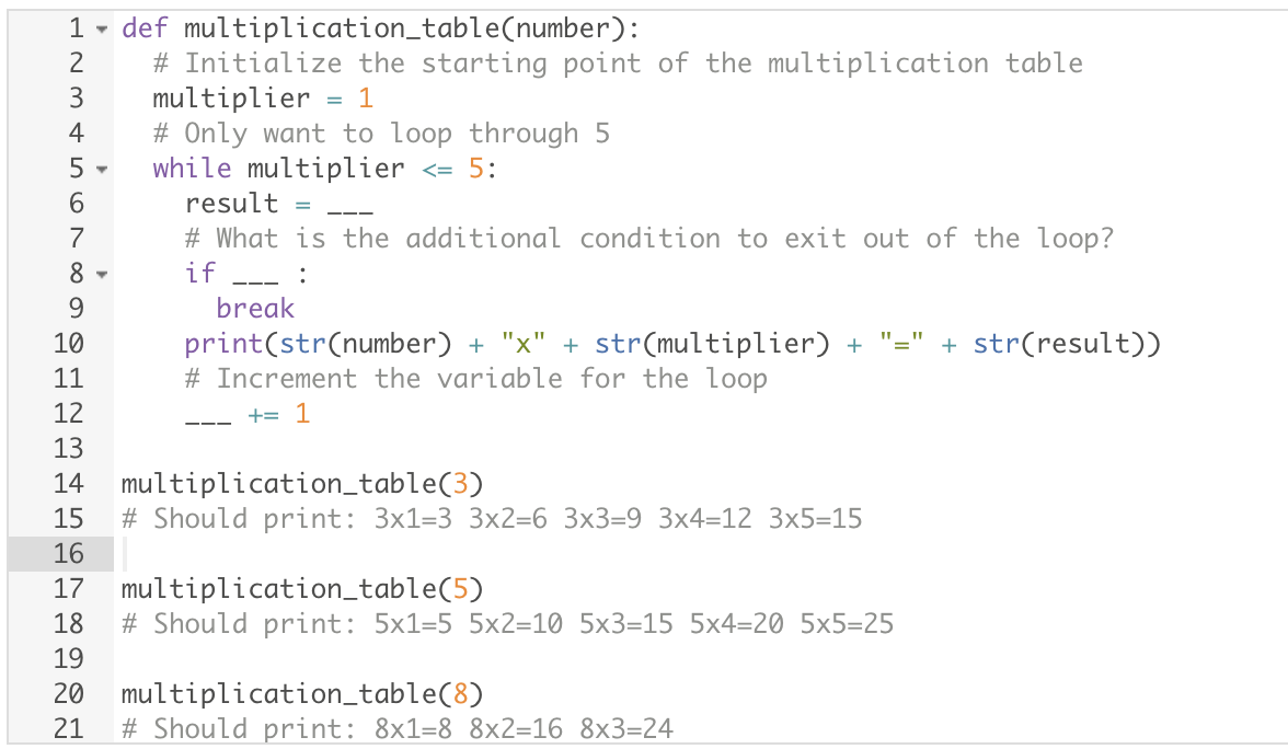 Solved def multiplication_table(number): # | Chegg.com