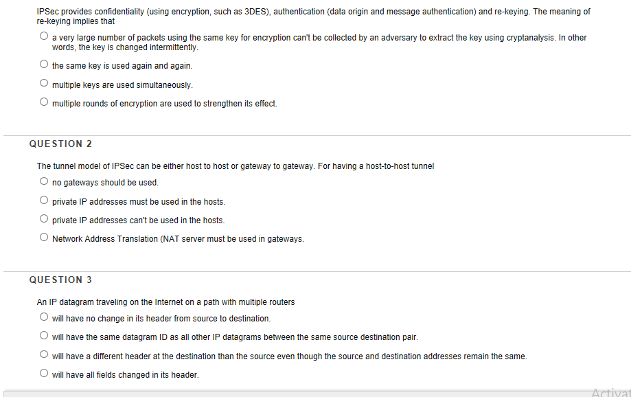 Solved IPSec provides confidentiality (using encryption, | Chegg.com