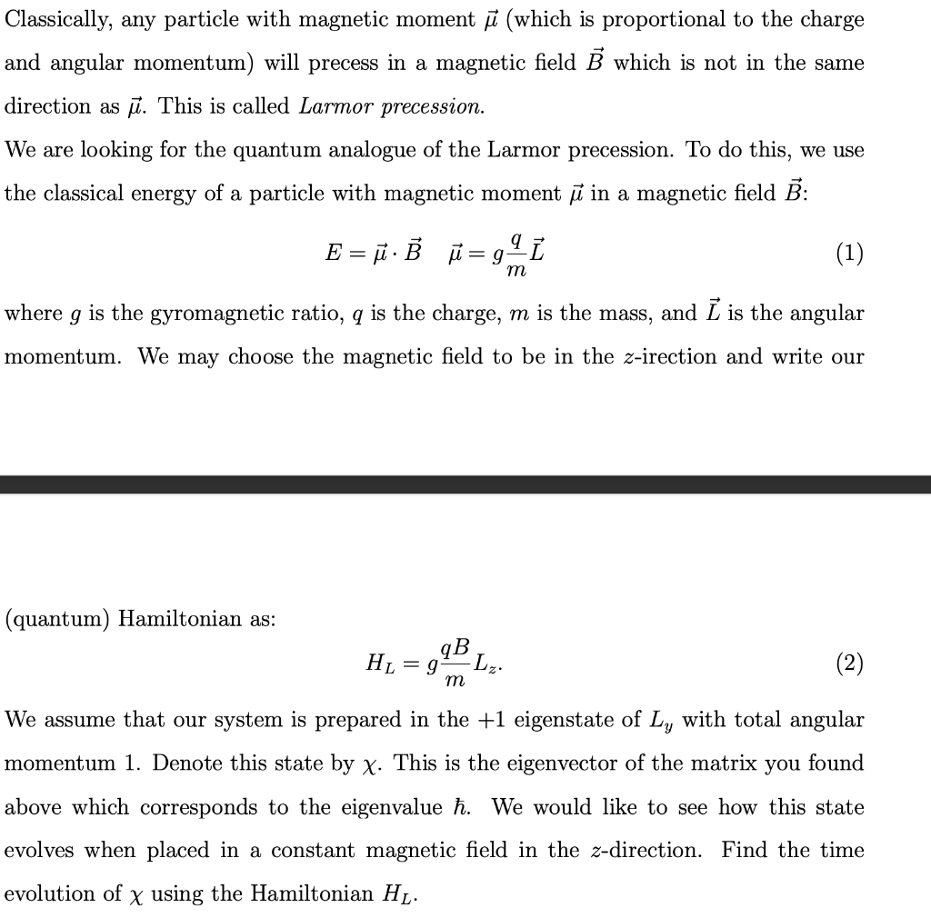 Solved Classically, any particle with magnetic moment ū | Chegg.com