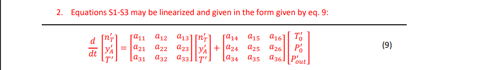 Equations S1−S3 may be linearized and given in the | Chegg.com
