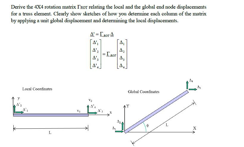 Solved Derive the 4X4 rotation matrix TROT relating the | Chegg.com