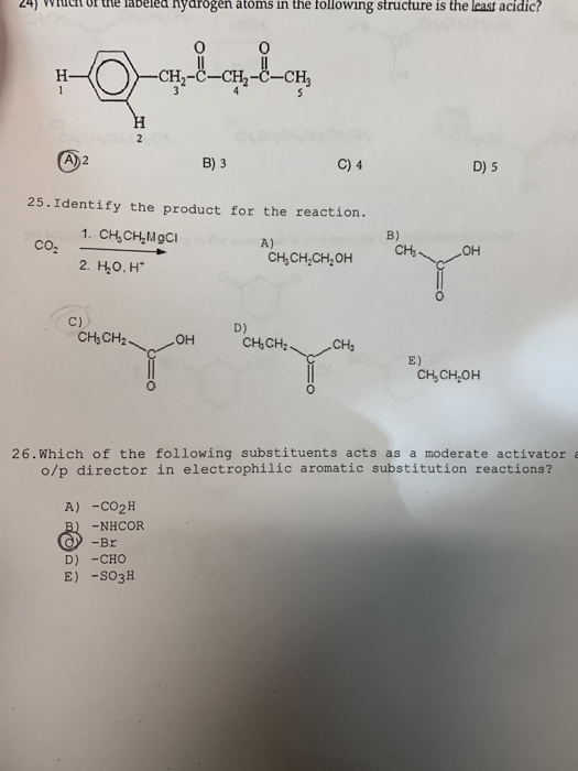 Solved 24) hict Ul tle labeled HydPögeh atoms in the | Chegg.com