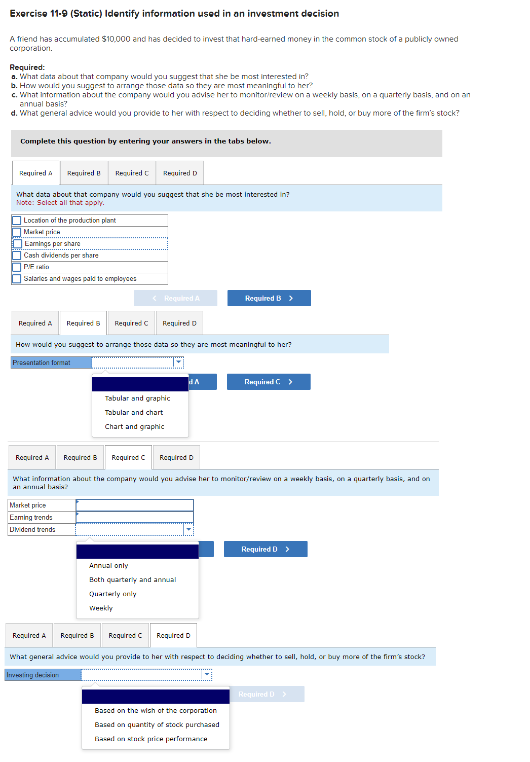 Solved Exercise 11-9 (Static) Identify information used in | Chegg.com