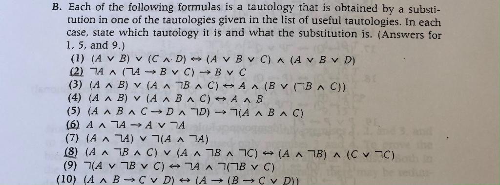 Solved B. Each of the following formulas is a tautology that | Chegg.com