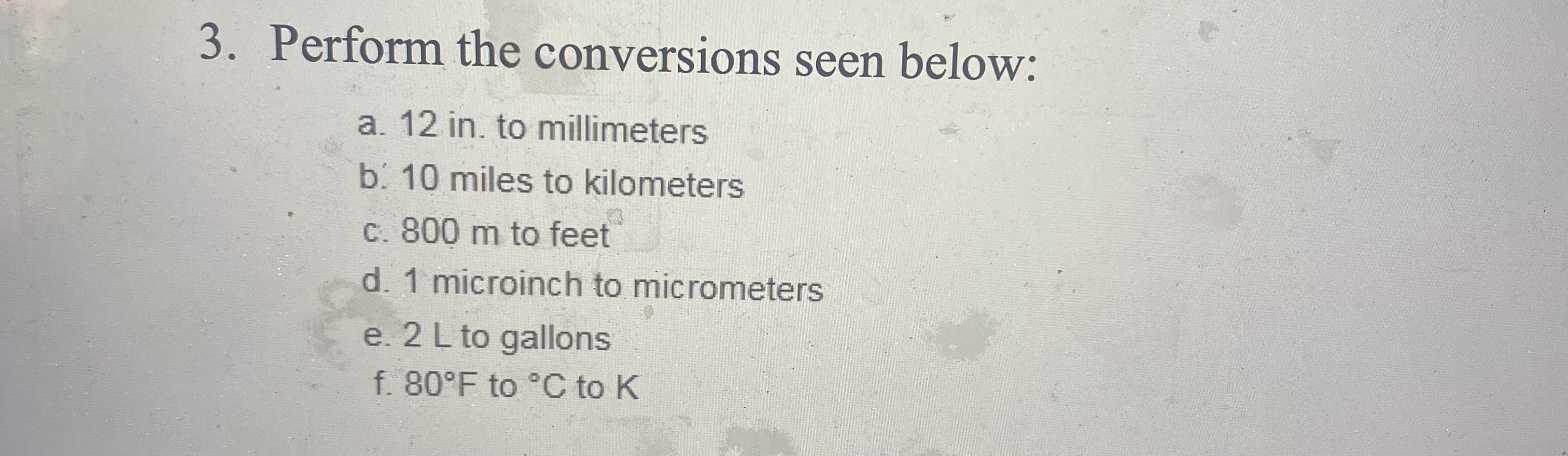 Solved Perform the conversions seen below:a. 12 ﻿in. ﻿to | Chegg.com