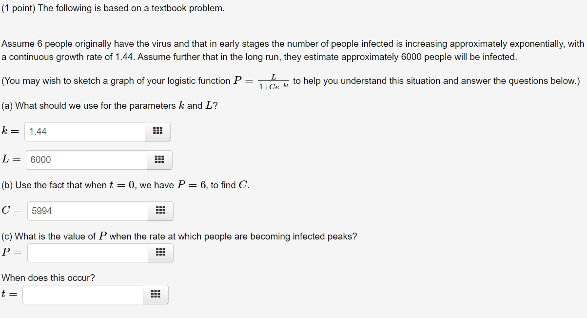 Solved (1 point) The following is based on a textbook | Chegg.com