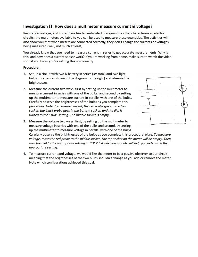 Solved Question 2-1: If the multimeter is connected | Chegg.com