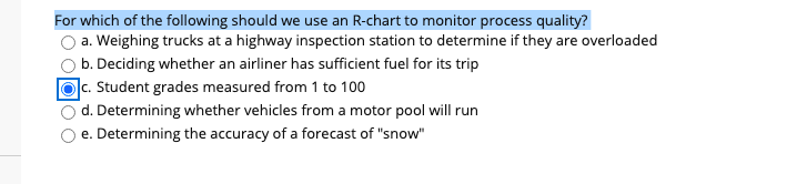 Solved For which of the following should we use an R-chart | Chegg.com