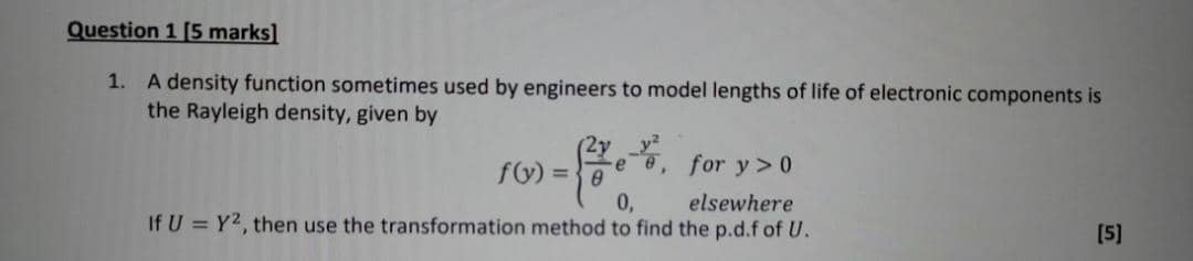 1. A density function sometimes used by engineers to | Chegg.com
