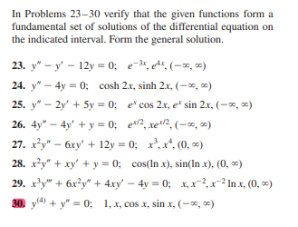 Solved In Problems 23-30 verify that the given functions | Chegg.com