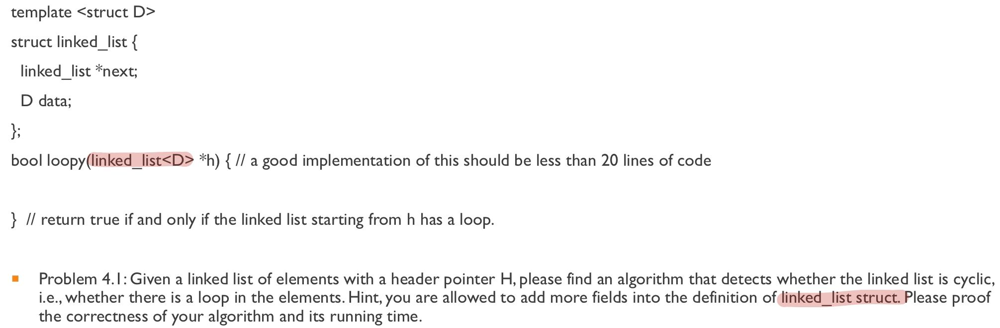 Solved template struct linked_list { linked_list *next; D | Chegg.com
