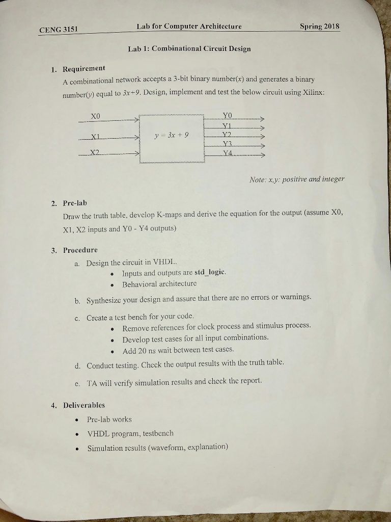 Solved Ceng 3151 Lab For Computer Architecture Spring 2018