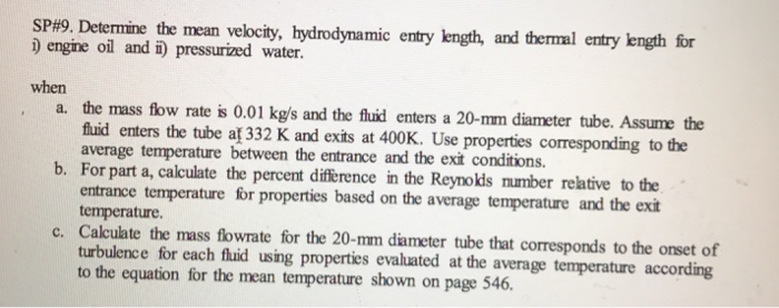 Solved Determine the mean velocity, hydrodynamic entry | Chegg.com