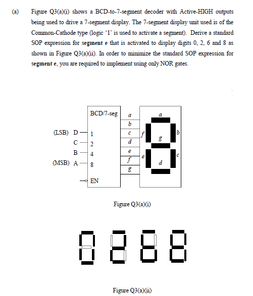Solved (a) Figure Q3(a)() shows a BCD-to-7-segment decoder | Chegg.com