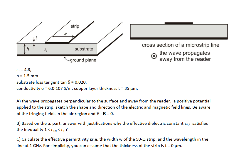 strip 2 E. substrate cross section of a microstrip | Chegg.com